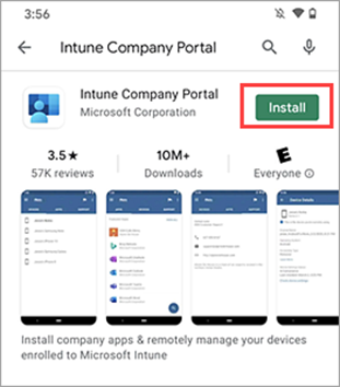 Android device registratie via de Intune Company App
