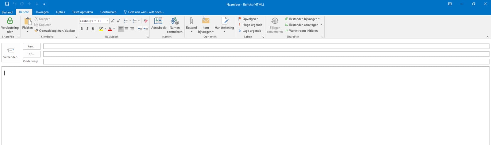 Het delen van een bestand met ShareFile in Outlook