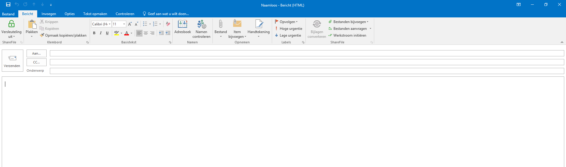 Het delen van een bestand met ShareFile in Outlook